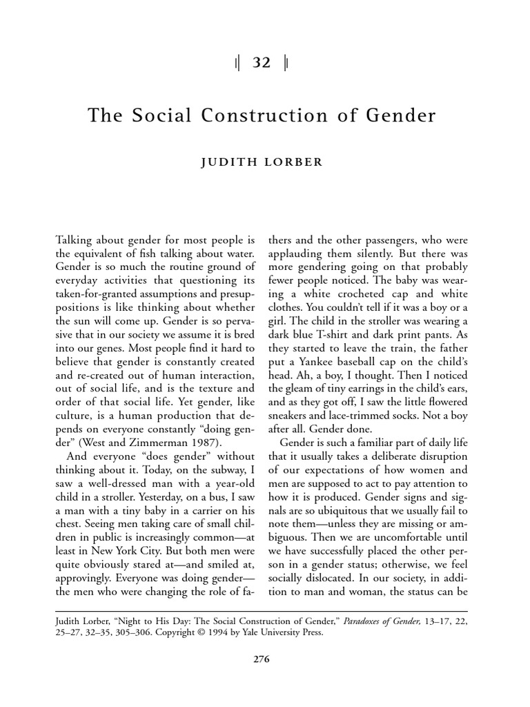 The Social Construction of Gender | PDF
