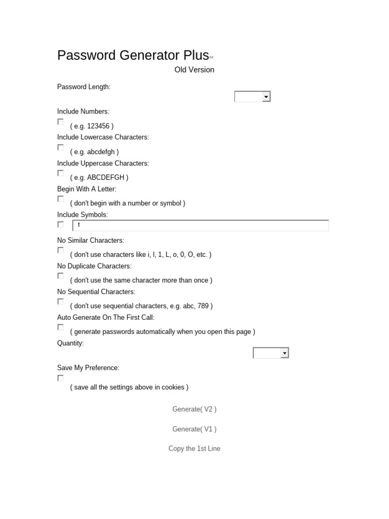 Password Generator Plus: Old Version | PDF