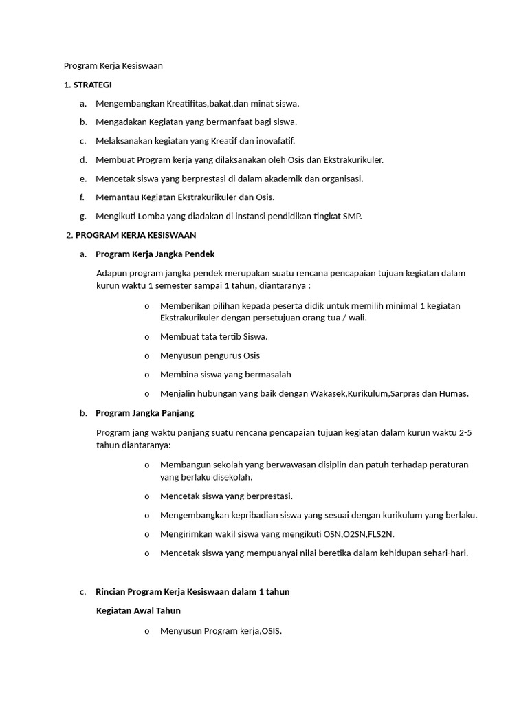 Program Kerja Kesiswaan | PDF