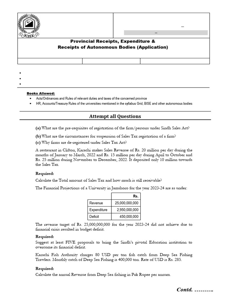 Provincial Receipt SINDH | PDF