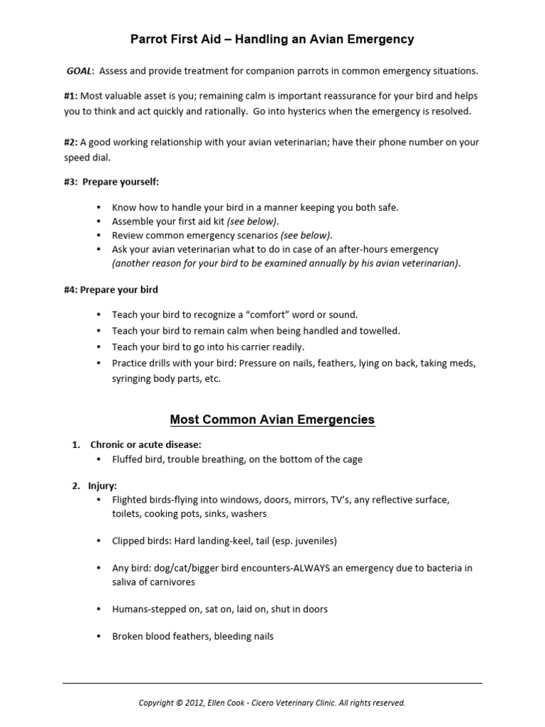 Handling Avian Emergencies Cook-1 | PDF
