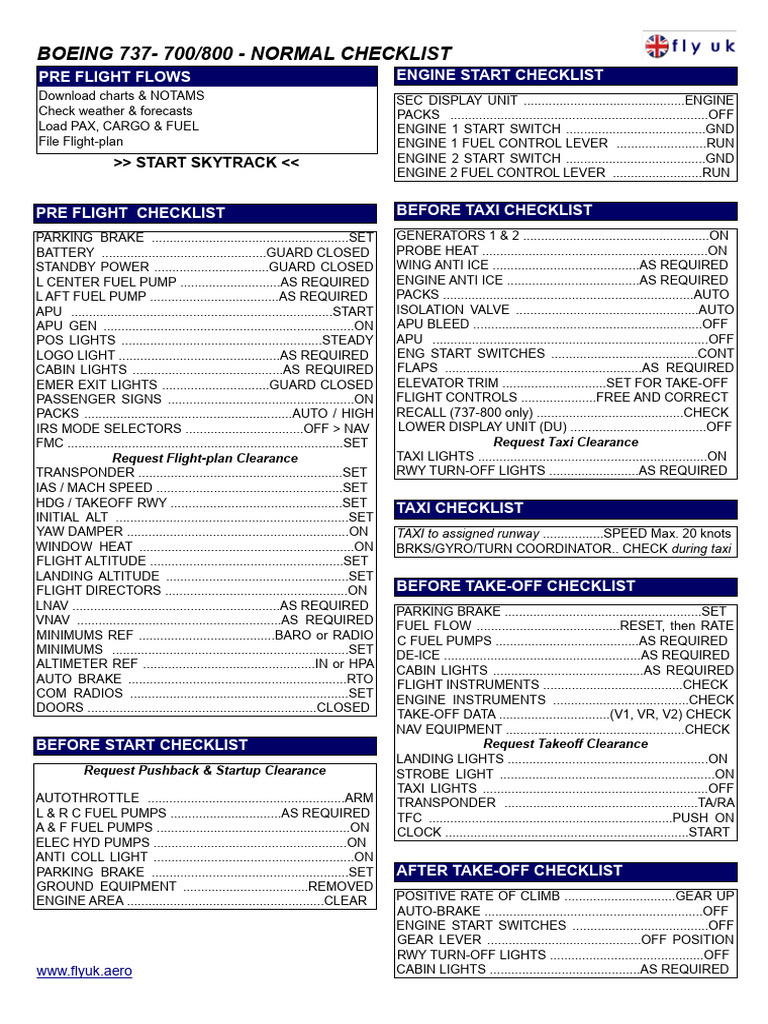 Ukv PRD B737 Checklist V2 | PDF | Airliner | Technology & Engineering