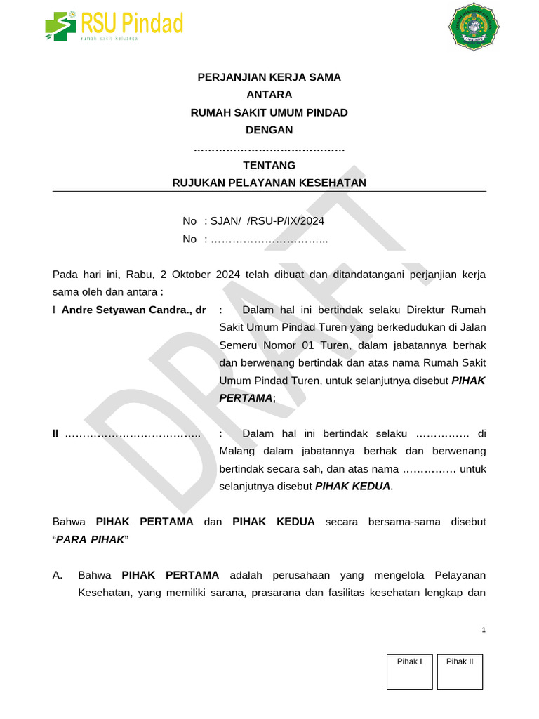 Draft PKS SMK Islam An-Nuuru Tirtoyudo - Rsu Pindad Turen | PDF