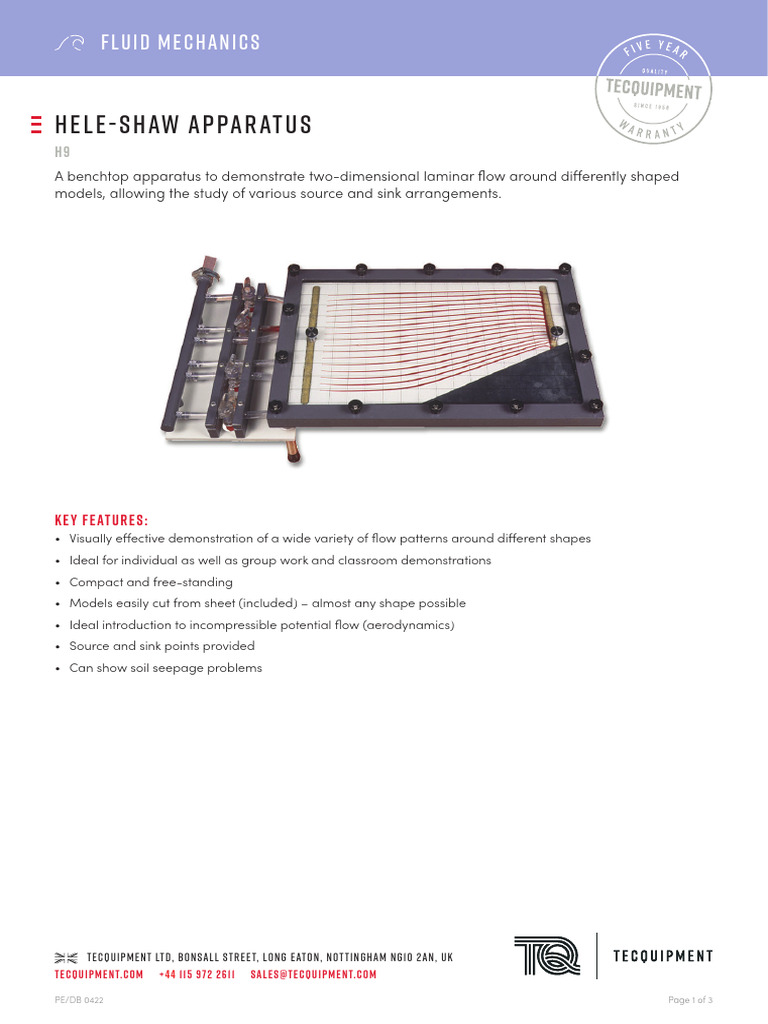 H9 Hele Shaw Datasheet | PDF