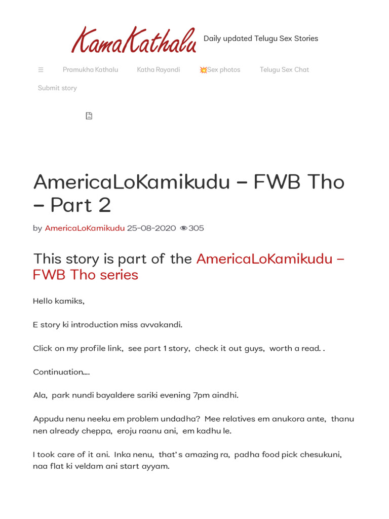 AmericaLoKamikudu - FWB Tho - Part 2 - Kama Kathalu | PDF