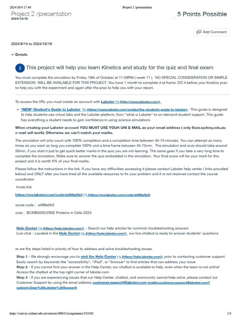 Project 2 /presentation: This Project Will Help You Learn Kinetics and Study For The Quiz and ...