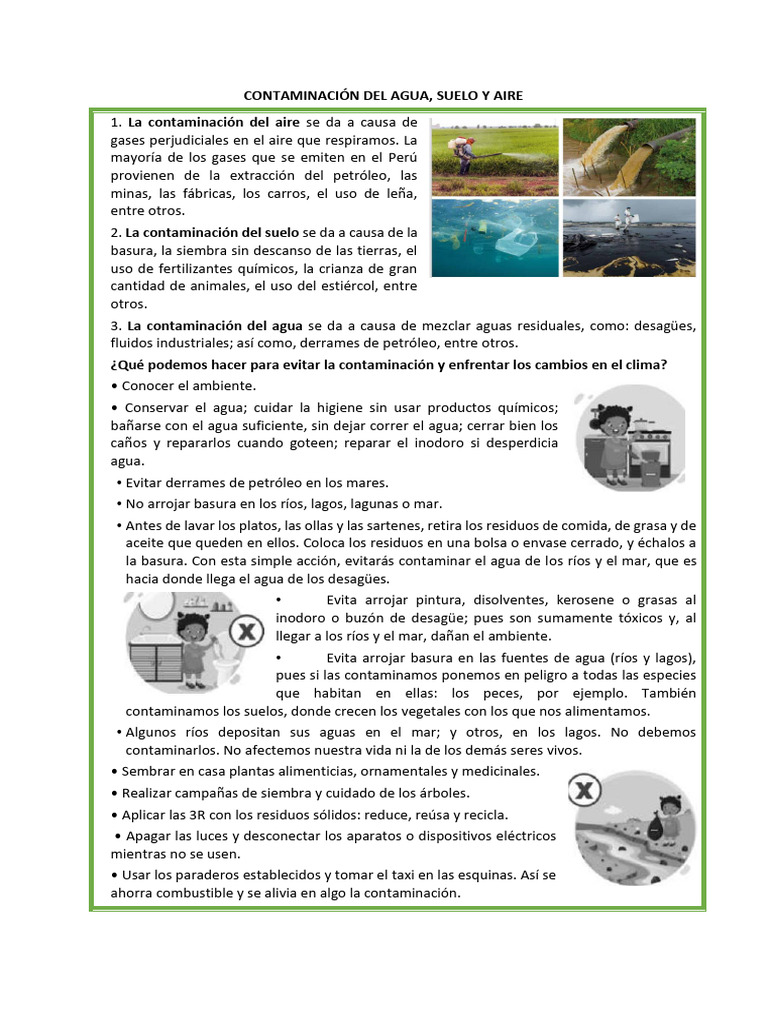 Contaminación Del Agua, Material de Trabajo Primaria | PDF