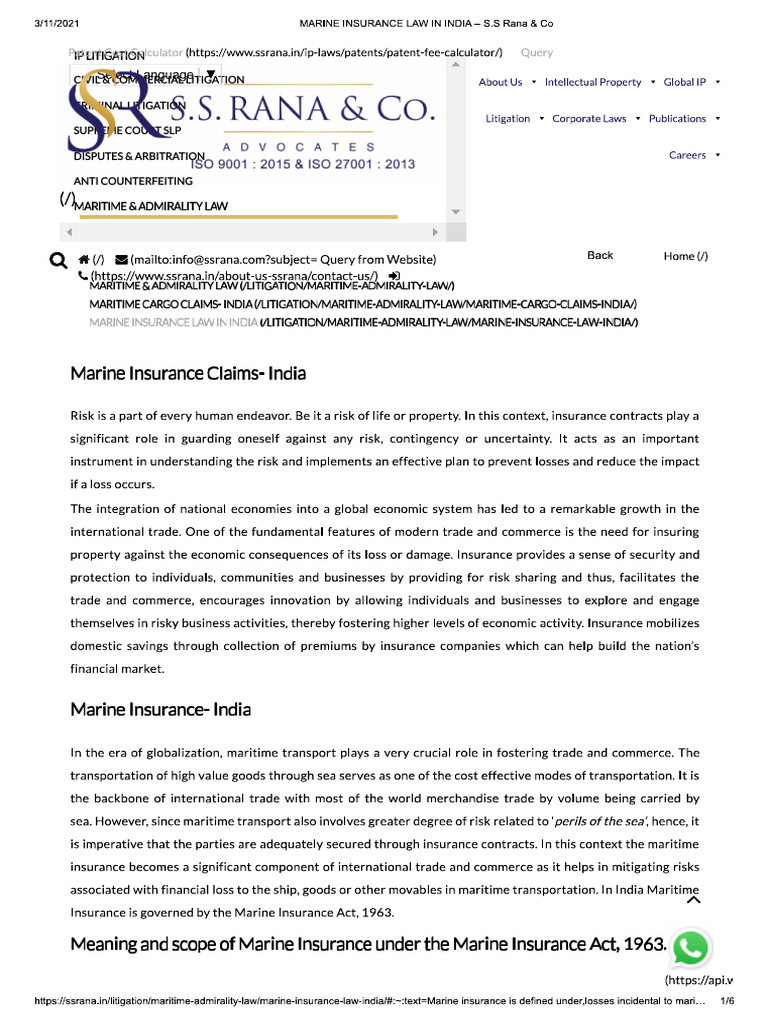 Marine Ins Ss Rana | PDF