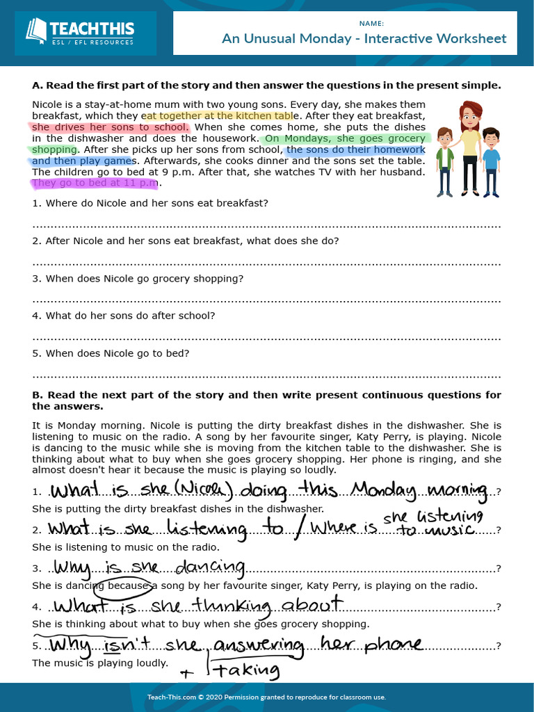 An Unusual Monday - Interactive Worksheet | PDF
