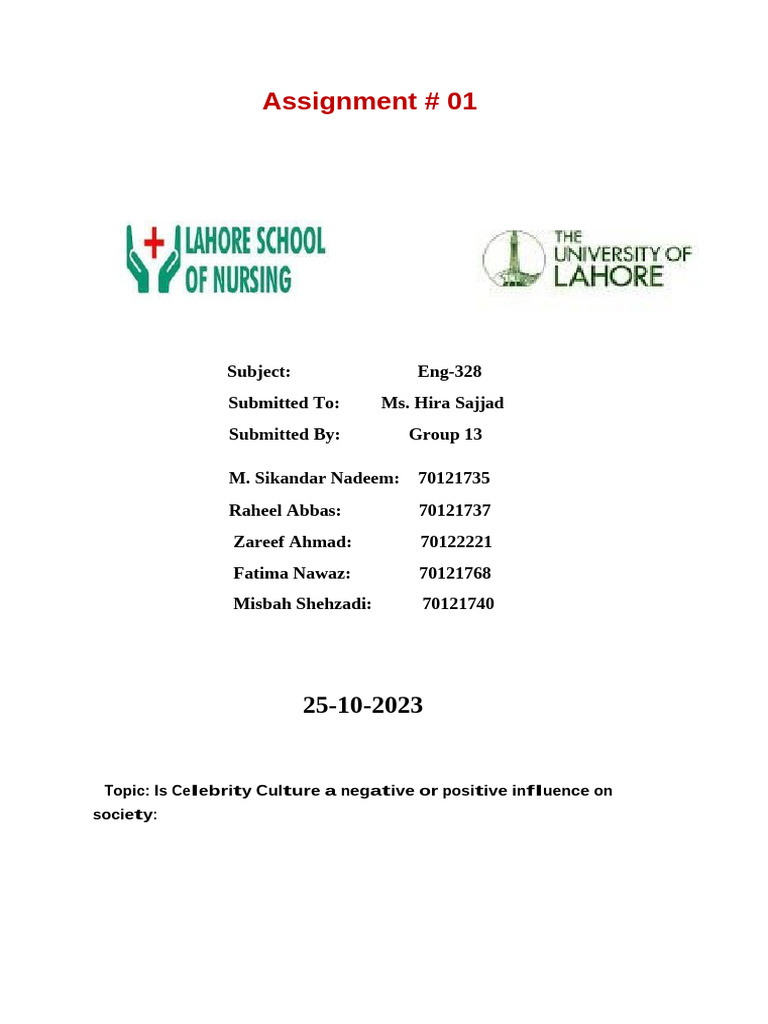 Celebrity Culture Assignment | PDF