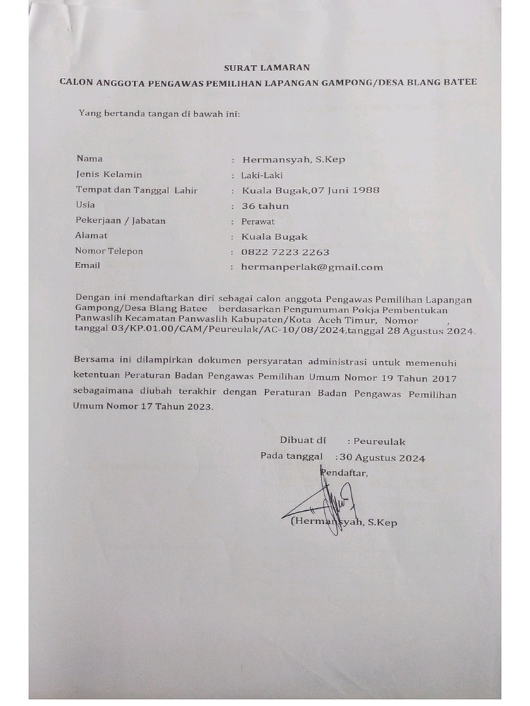 Surat Lamaran PPL Herman | PDF