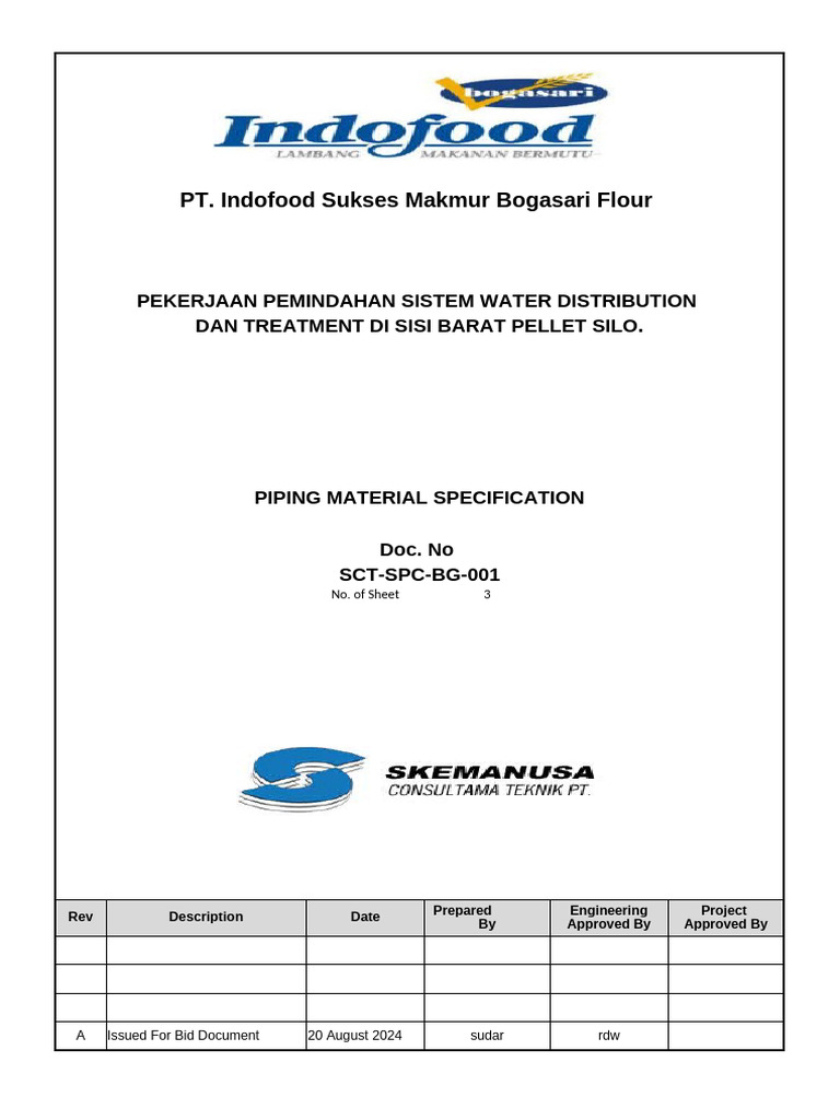 Piping Material Spec Proyek Marunda | PDF