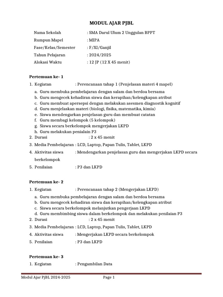 006c Modul Ajar - Rev PjBL-1 | PDF