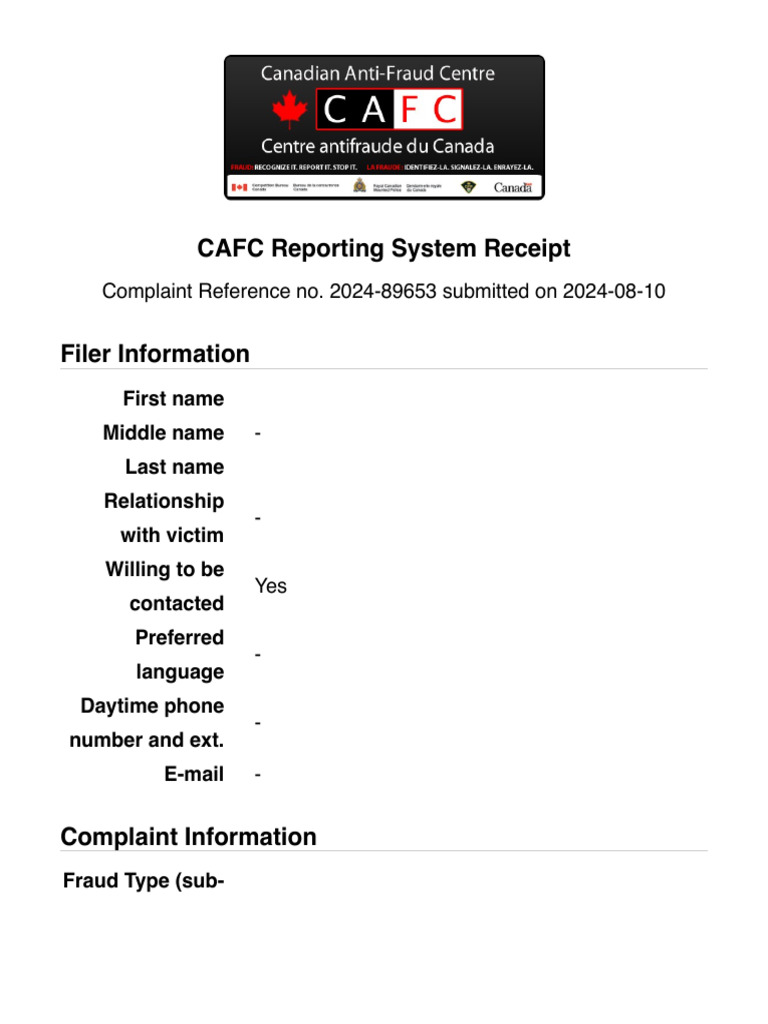 CAFC Fraud and Cyber Crime Reporting System | PDF