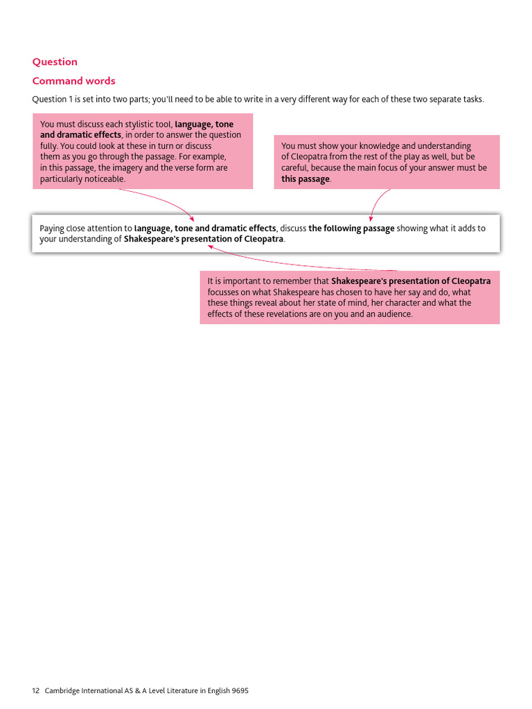 AS Learner Guide Excerpt Sample Response Cleopatra | PDF