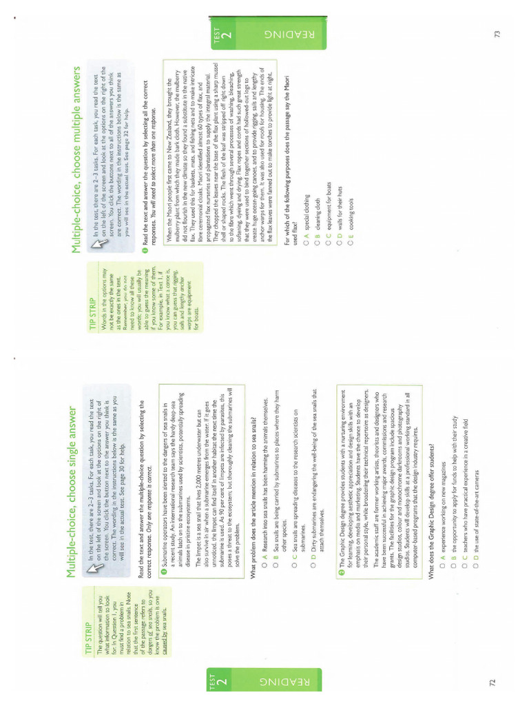 PTE Reading test (sample with tips) | PDF