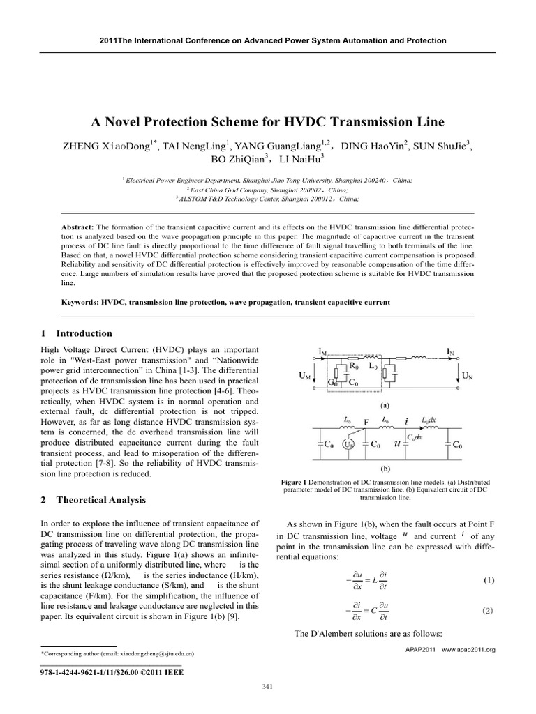 A Novel Protection Scheme For HVDC Transmission Line | PDF