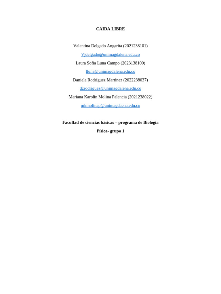 Informe Fisica 5 Caida Libre | PDF