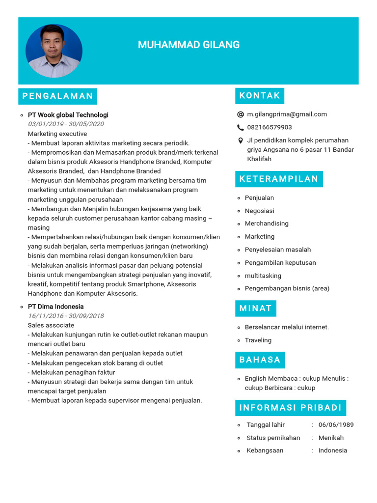 CV Muhammad Gilang | PDF