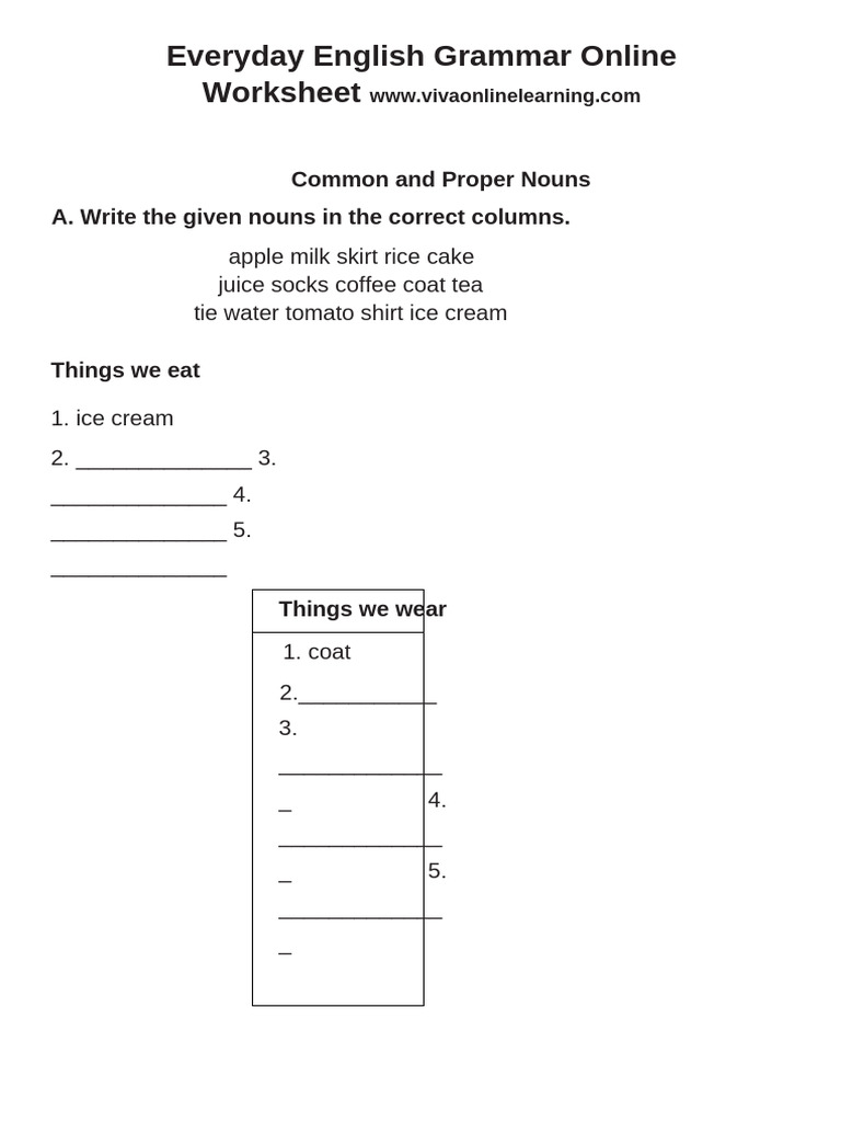 Grammer Class 2nd Worksheet | PDF