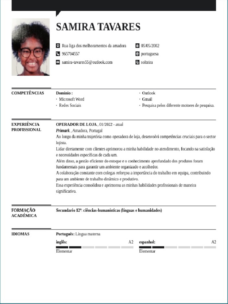 CV Samira Tavares. | PDF