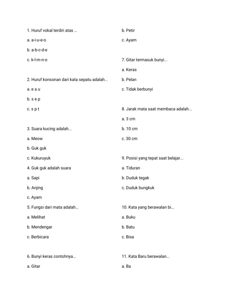 Uts Bindo Kelas 1 | PDF