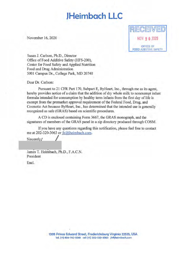 GRAS-Notice-GRN-980-Dry-whole-milk | PDF