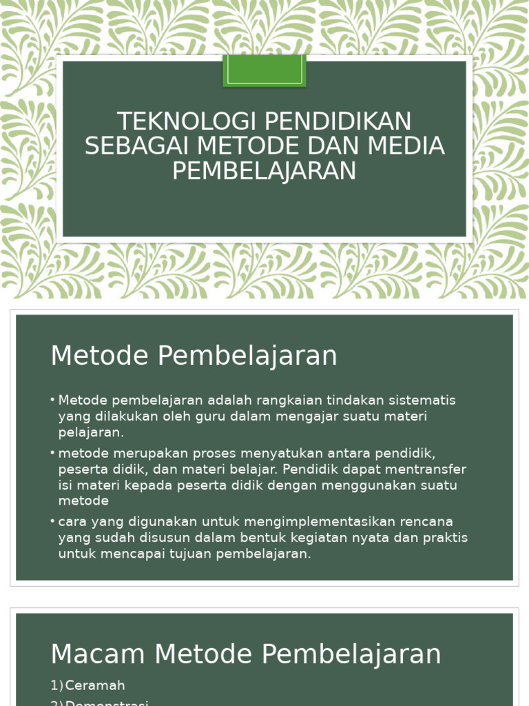 Teknologi Pendidikan Sebagai Metode Dan Media Pembelajaran 5 | PDF