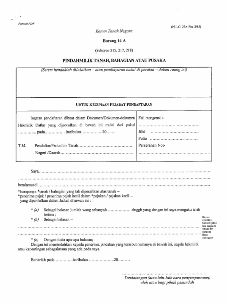 Sample Borang 14A. | PDF