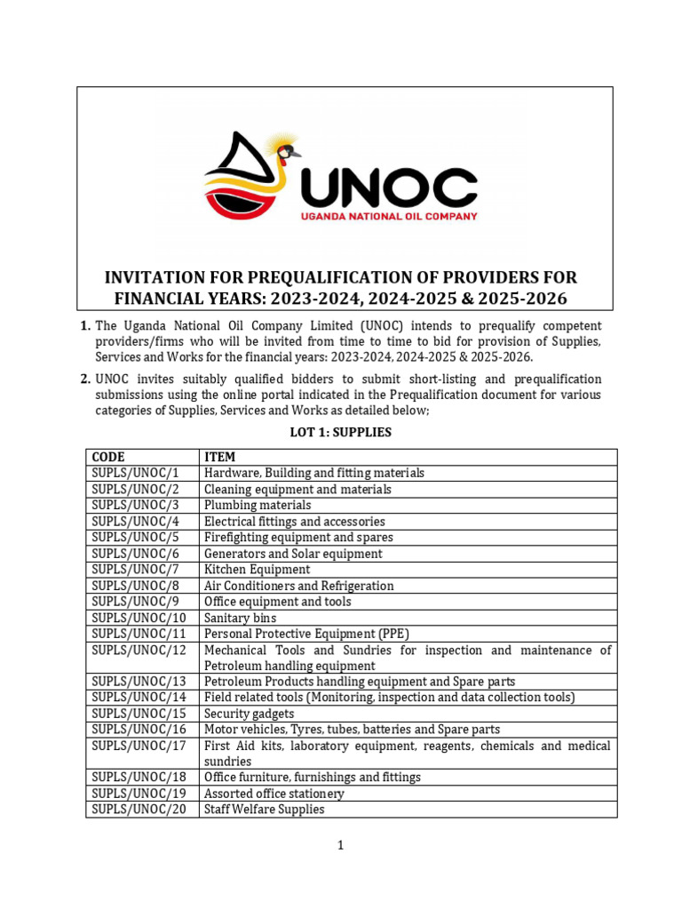 Detailed Prequalification Notice of Providers For 2023 2024 2024 2025 2025 2026 | PDF