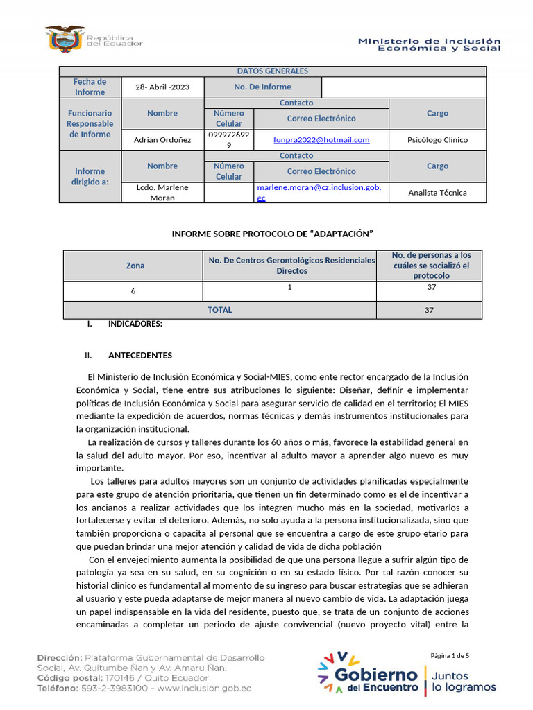 Protocolo de Adaptacion | PDF