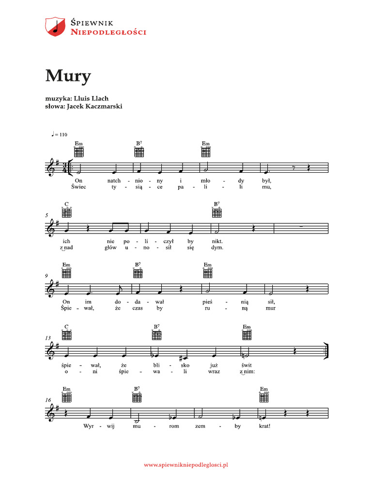 Mury Nuty i Akordy Gitarowe | PDF