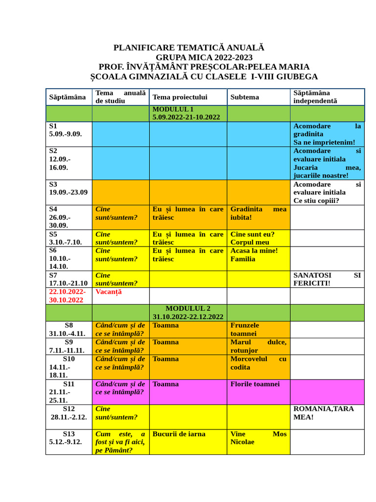 Planificare Noua Noua | PDF