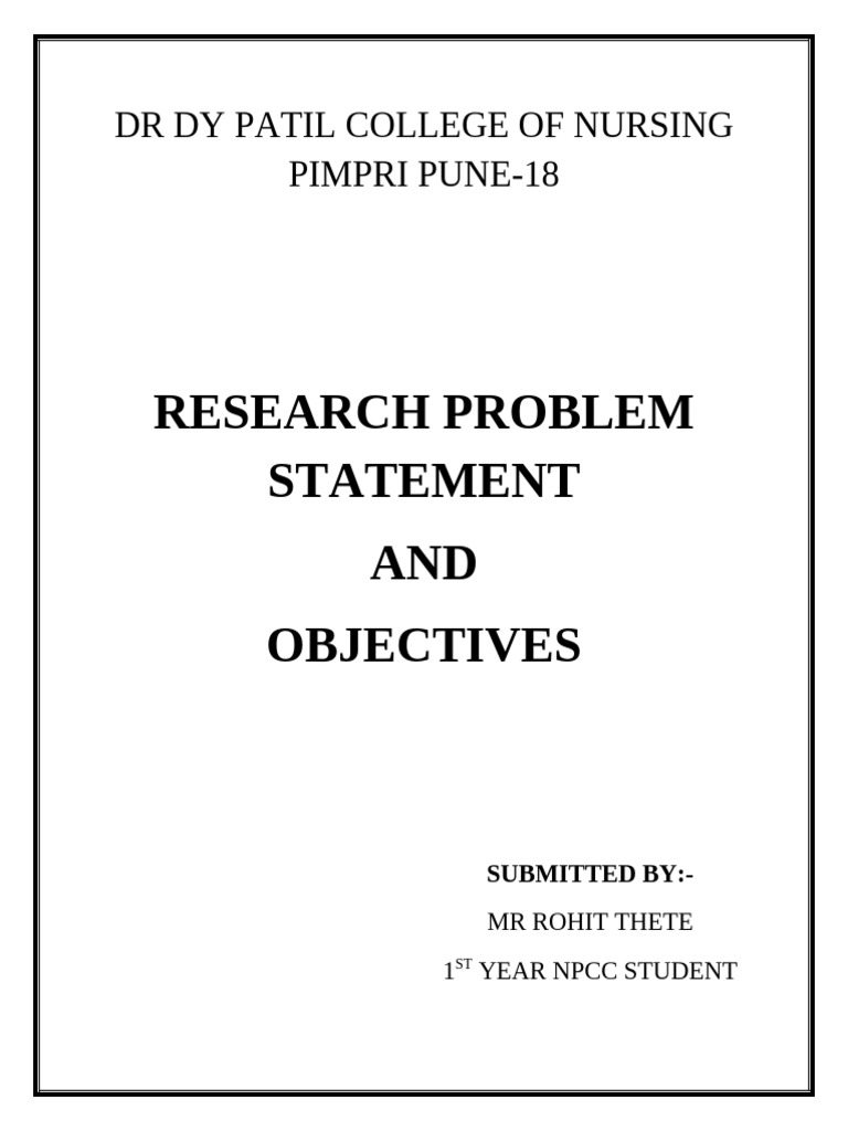 Reasearch Problem Statement (Rohit) | PDF