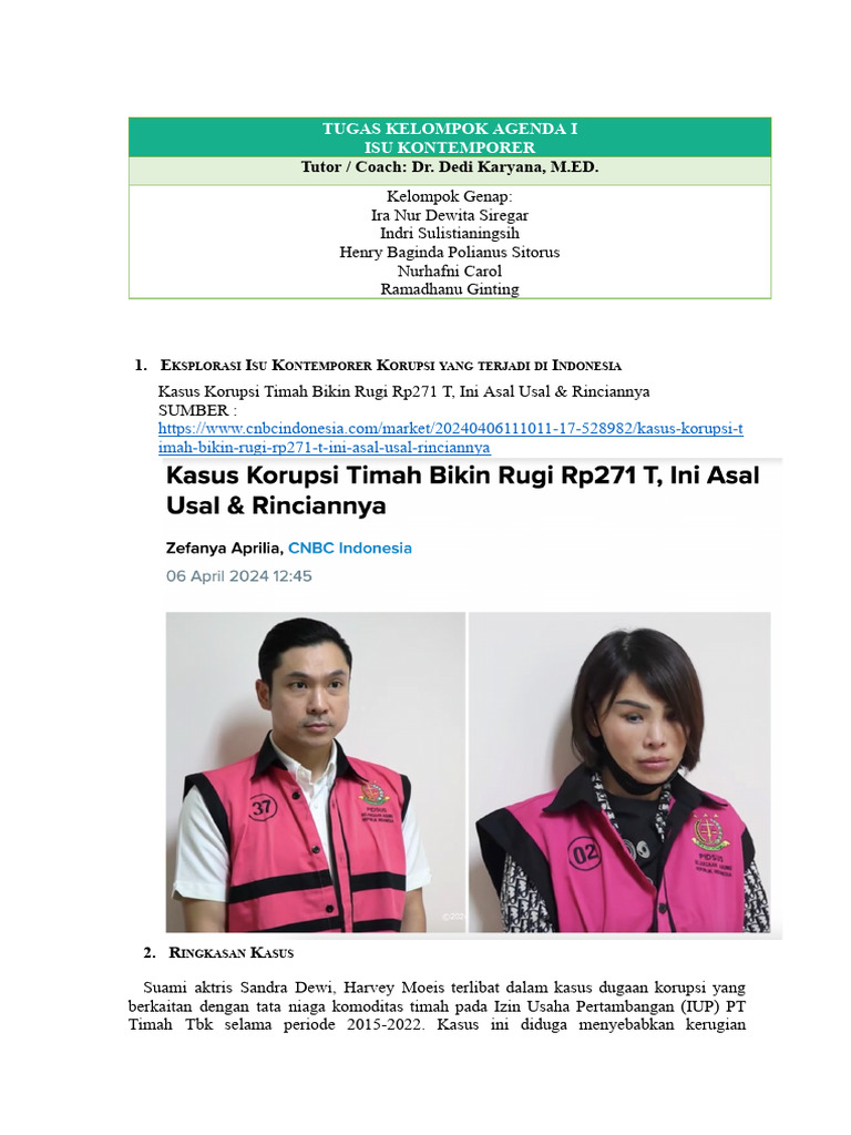 TUGAS KELOMPOK AGENDA I Isu Kontemporer (Angkatan 53 Kelompok 1 Grup Genap) | PDF