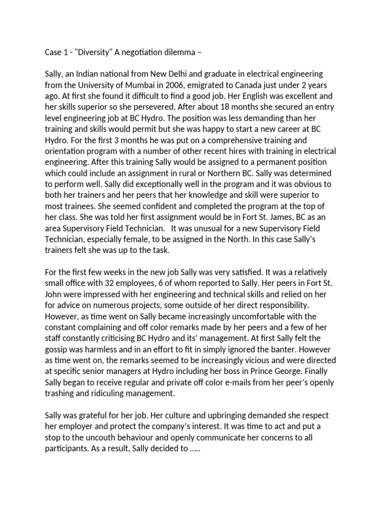 Case 1 - Sally Case Only | PDF