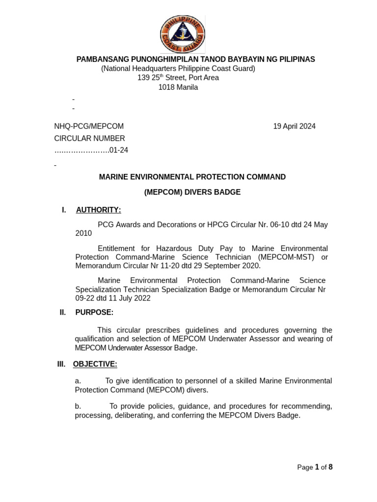 MC MEPCOM Underwater Assessor Badge For OUT To m1 | PDF
