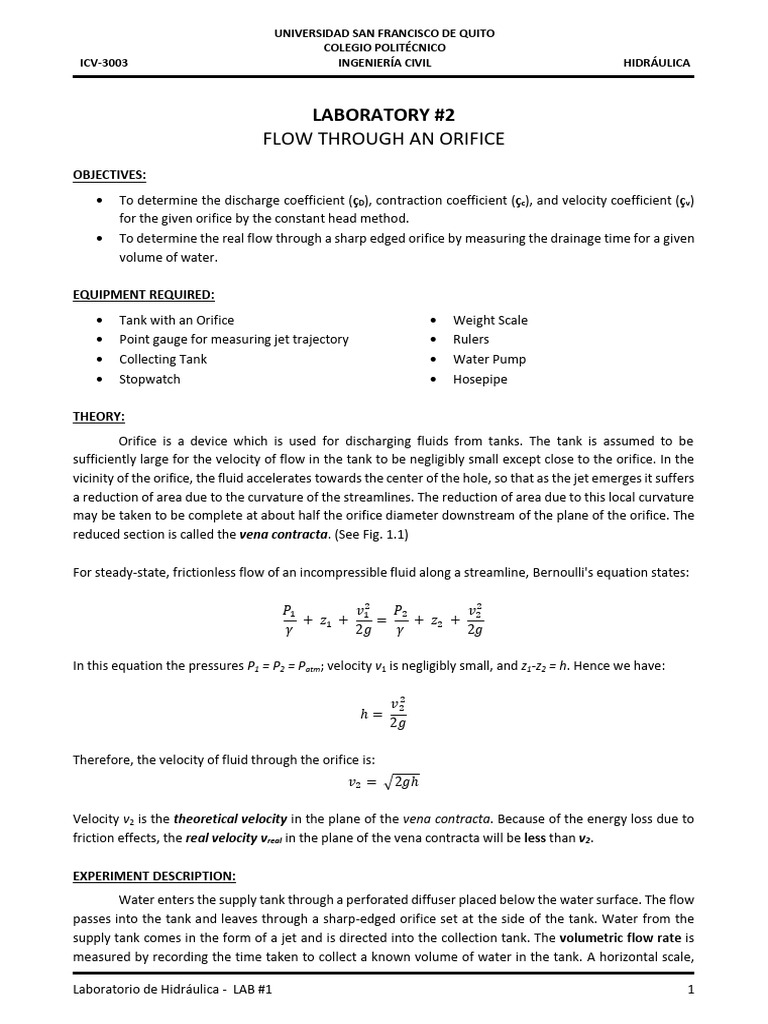 Lab - #2. - Flow Through Orifice | PDF