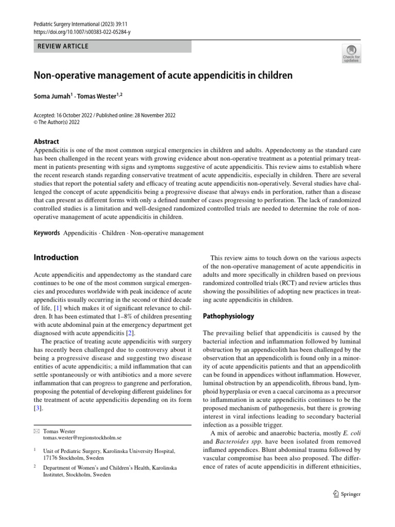 Non-Operative Management Appendicitis | PDF