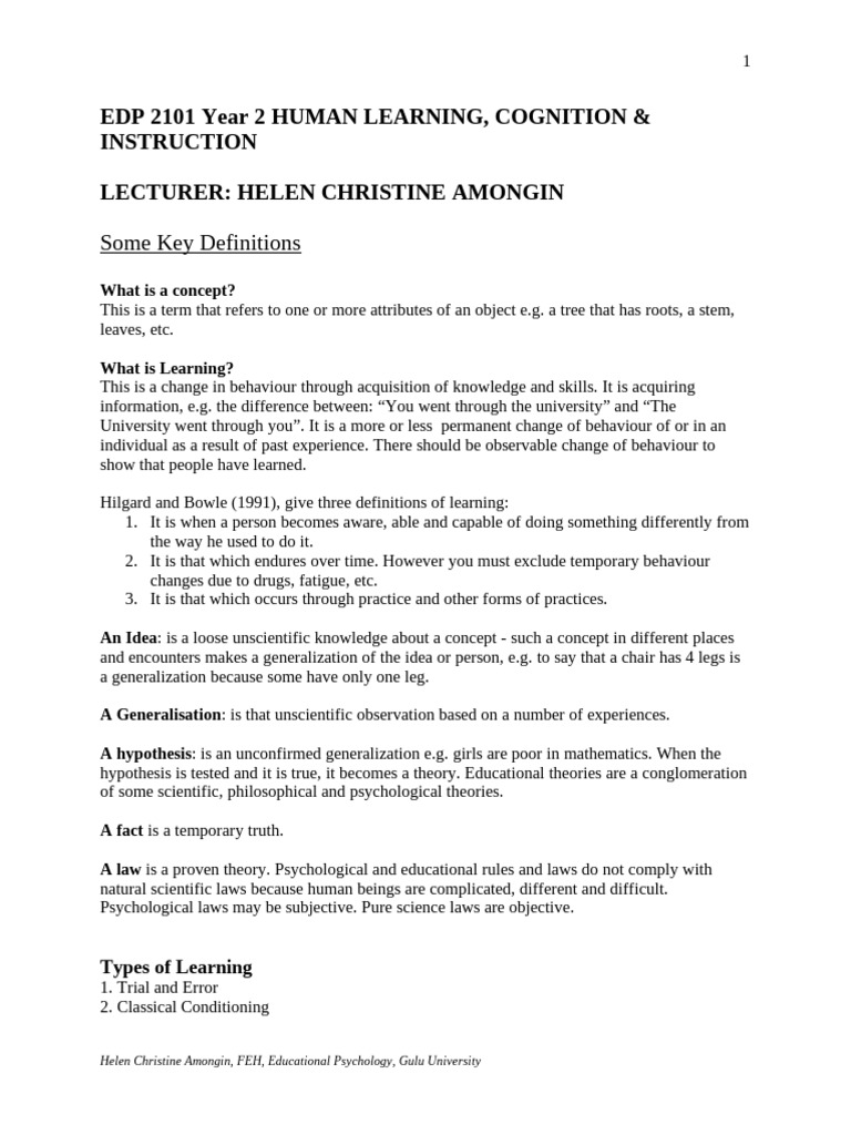 Human Learning, Cognition and Instruction-1-1-1 | PDF | Learning ...