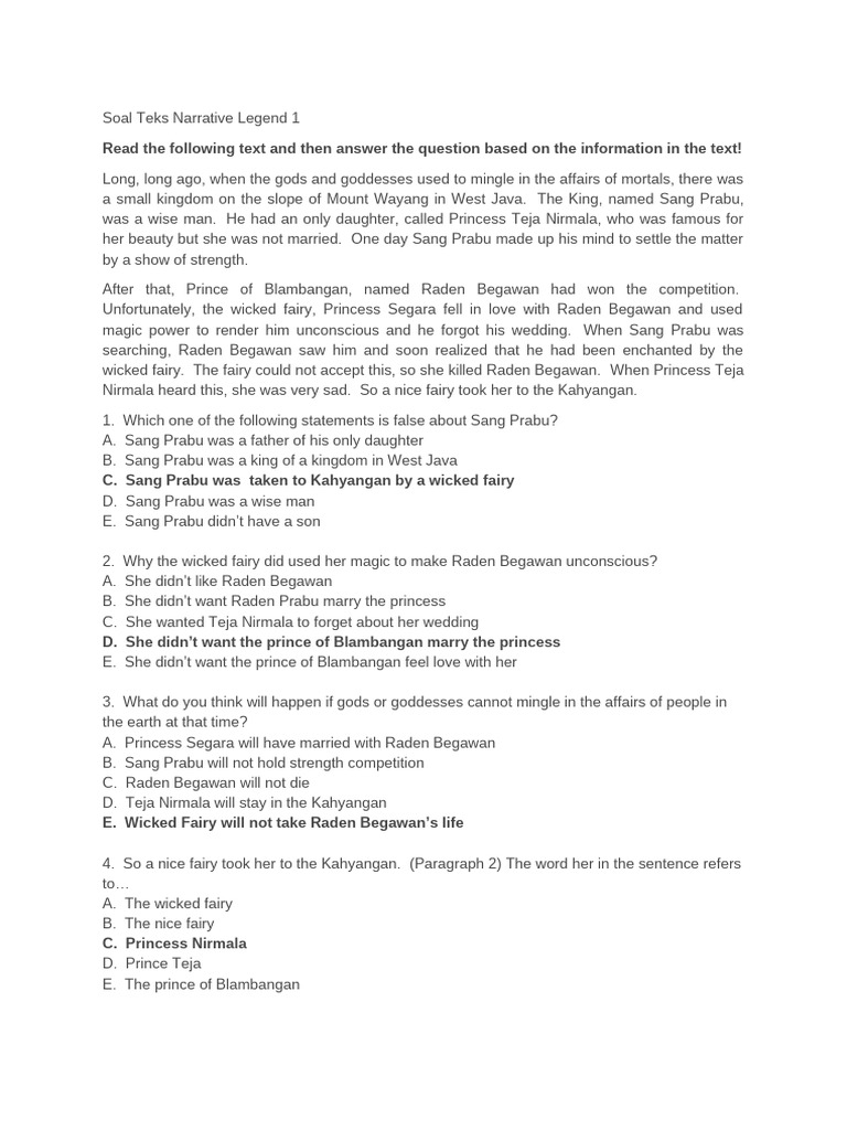 Soal Teks Narrative Legend 1 | PDF
