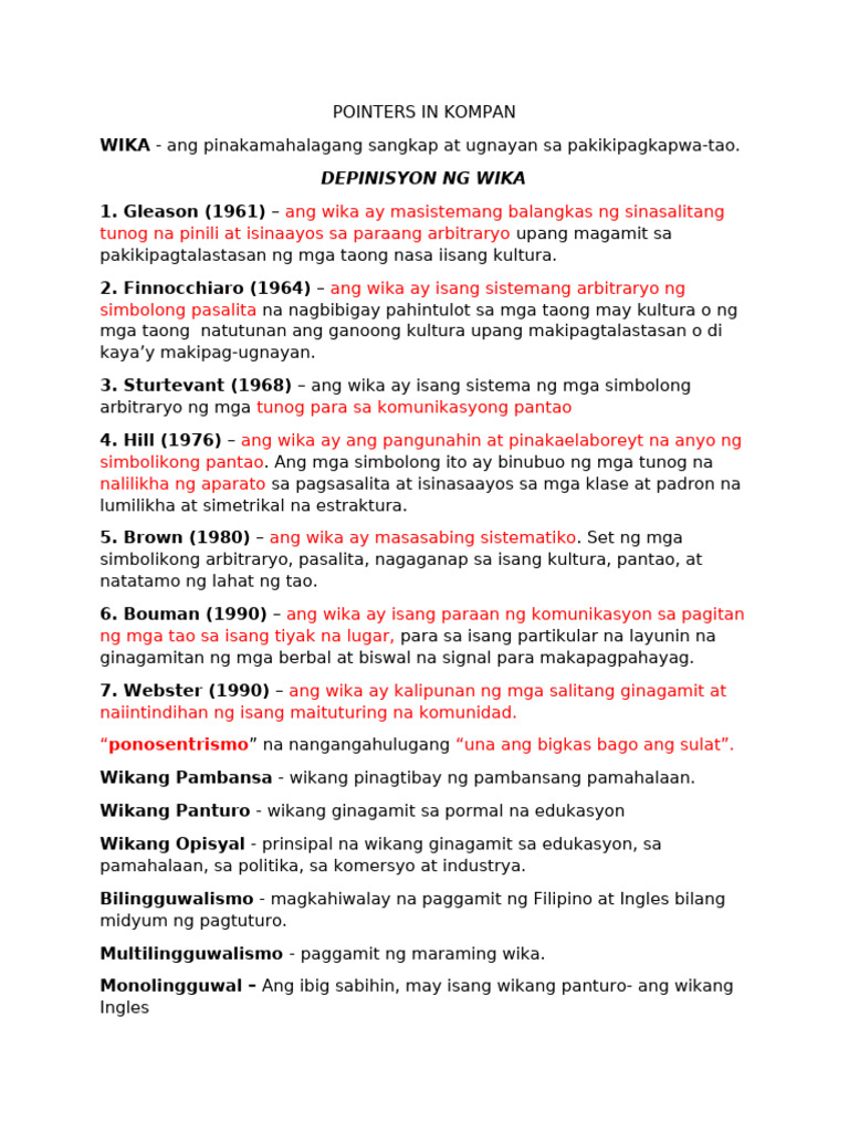 Pointers in Kompan | PDF | Tagalog Language | Linguistics