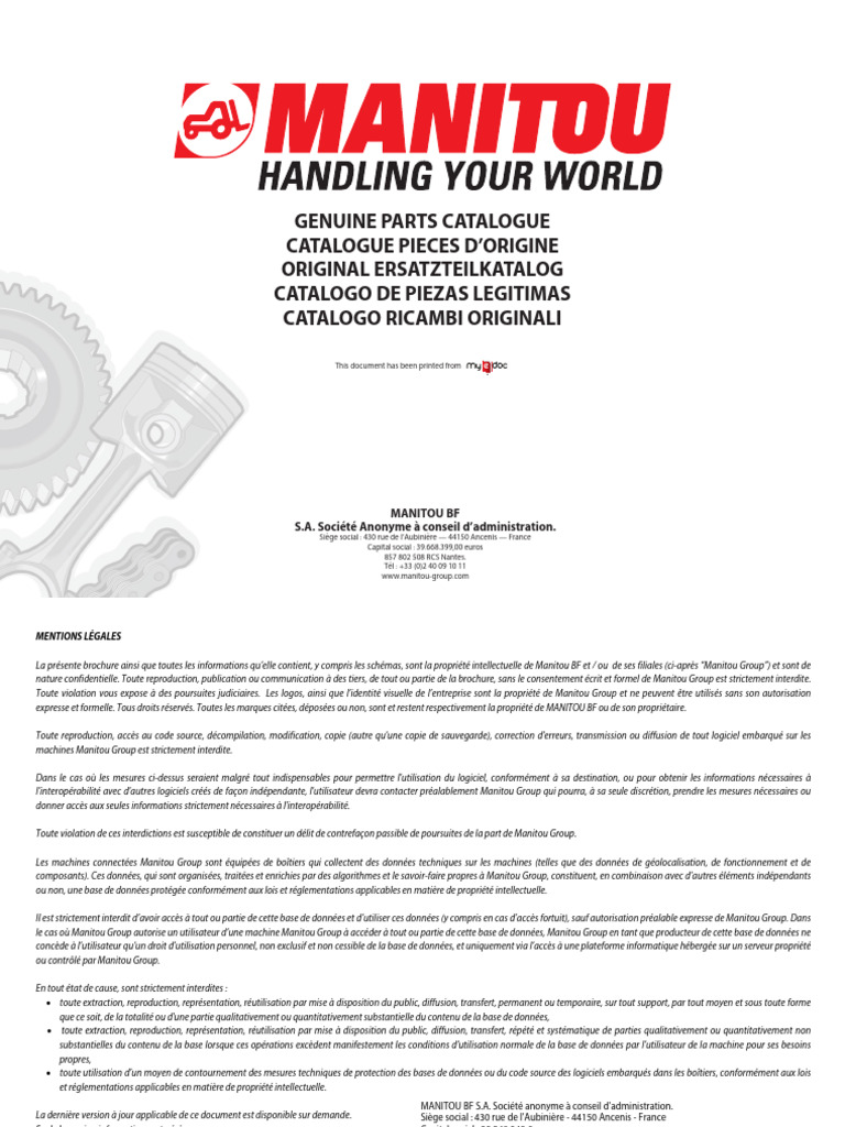 MT-X 1840 - Parts Book | PDF