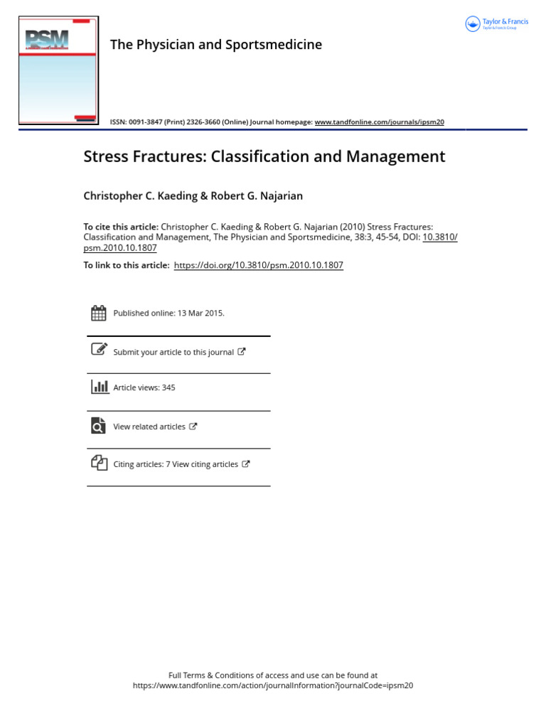 Stress Fractures Classification and Management | PDF