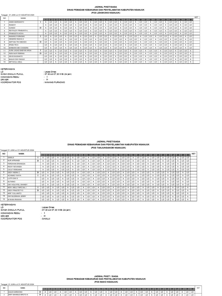 Jadwal Junii - Agustus | PDF