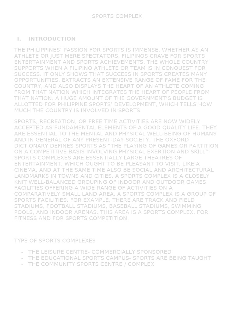 Sports Complex | PDF