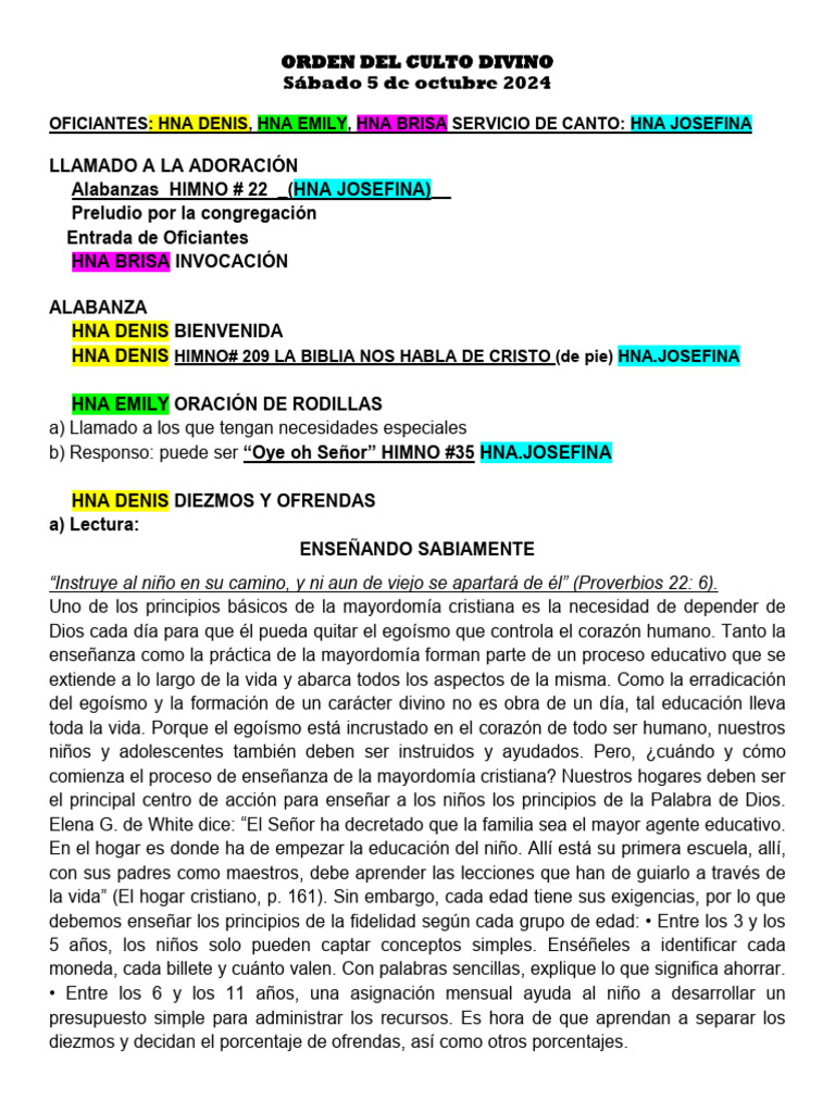 Orden Del Culto Divino | PDF