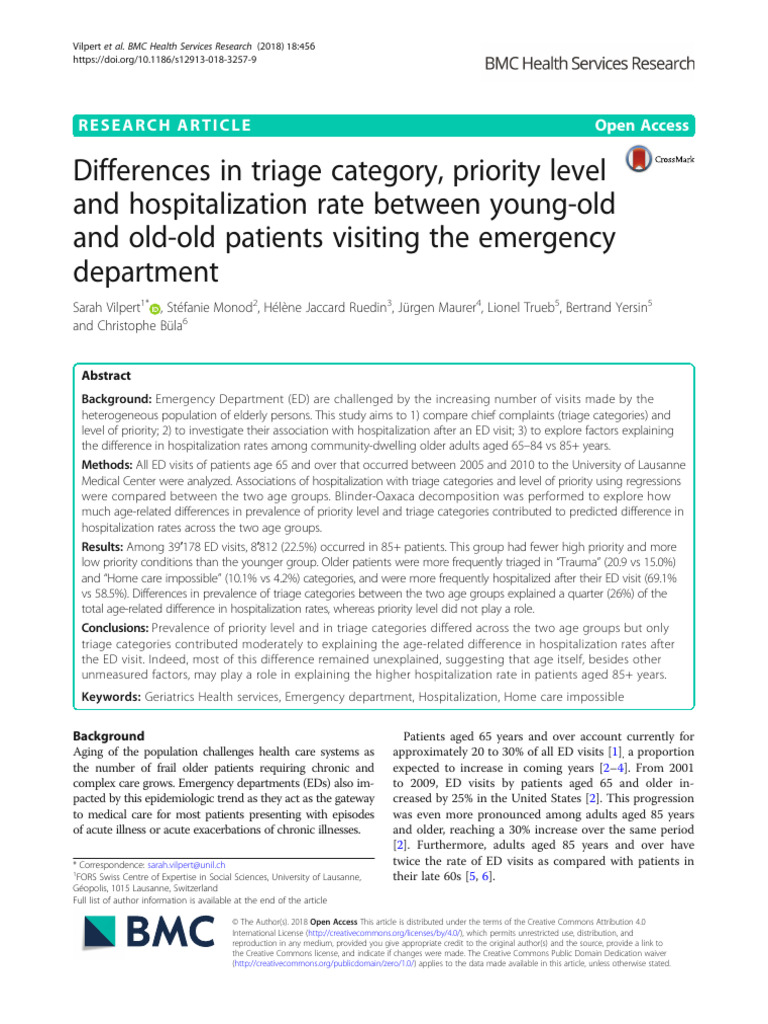 Differences in Triage Category Priority Level and | PDF | Emergency ...