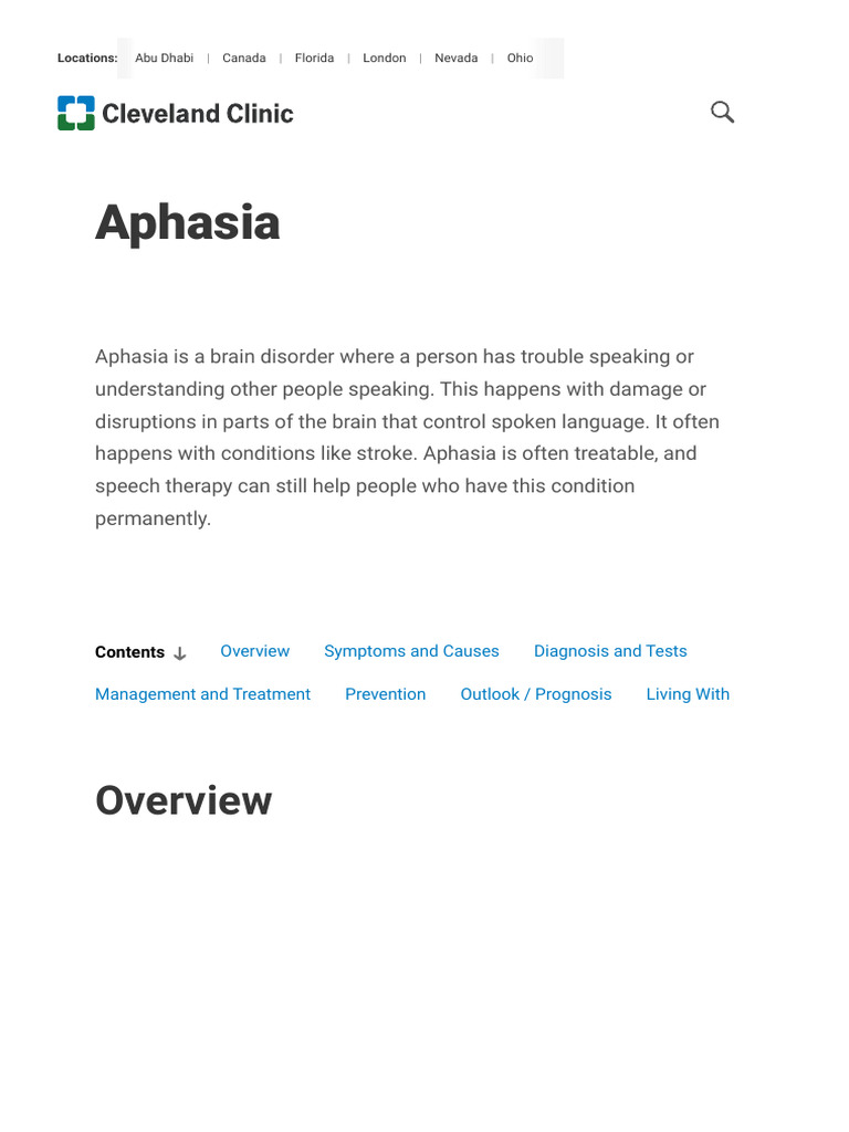 Aphasia_ Types, Causes, Symptoms & Treatment | PDF