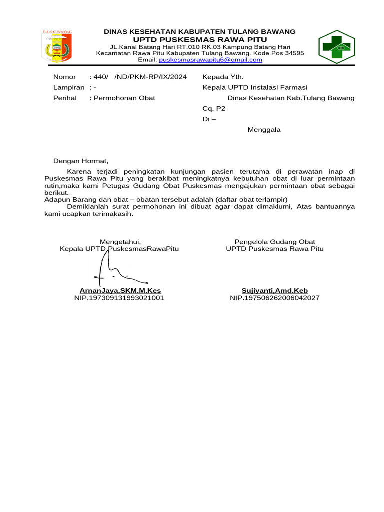 000 Permintaan Obat Bulan September 024 Puskesmas Rawapitu | PDF